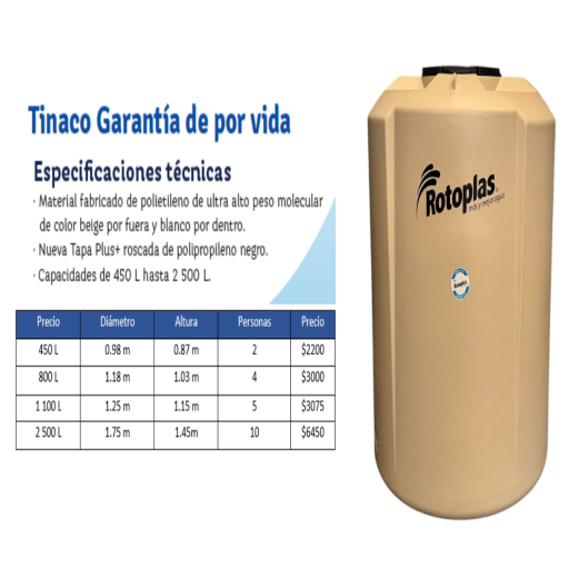 TINACO ROTOPLAS 1100 LTS PLUS